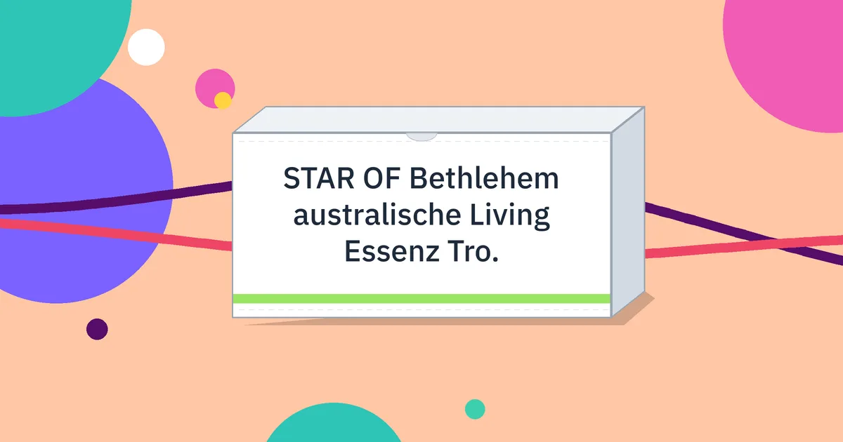 Symbolbild: Packung mit der Aufschrift STAR OF Bethlehem australische Living Essenz Tro. (PZN 05011132) – Verfügbarkeit und Bezug in Apotheken in Frankfurt am Main