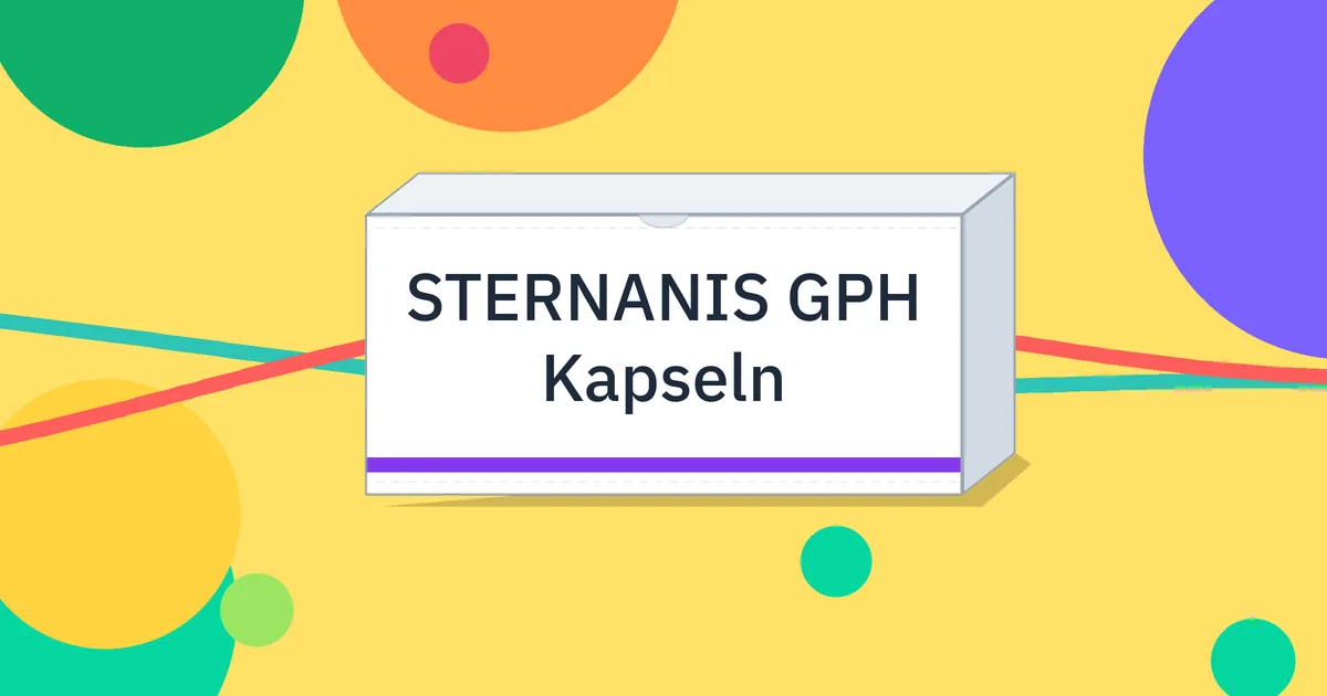 Symbolbild: Packung mit der Aufschrift STERNANIS GPH Kapseln (PZN 17633850) – Verfügbarkeit und Bezug in Apotheken in Frankfurt am Main