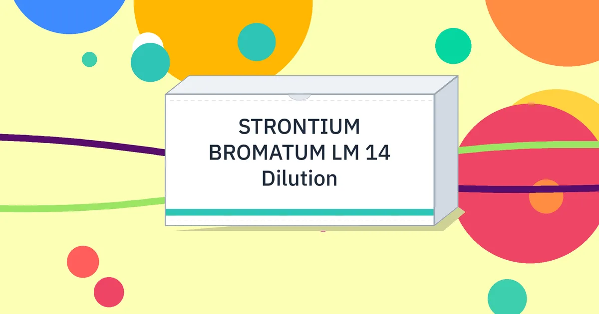 Symbolbild: Packung mit der Aufschrift STRONTIUM BROMATUM LM 14 Dilution (PZN 13202751) – Verfügbarkeit und Bezug in Apotheken in Frankfurt am Main