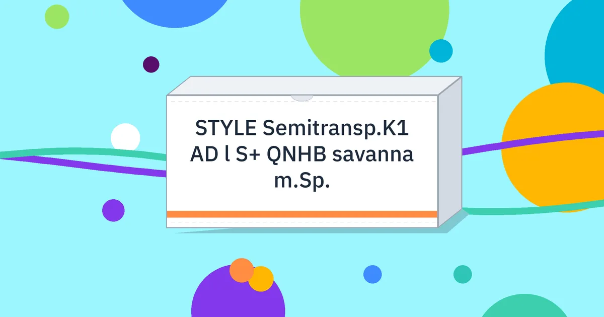 Symbolbild: Packung mit der Aufschrift STYLE Semitransp.K1 AD l S+ QNHB savanna m.Sp. (PZN 18870658) – Verfügbarkeit und Bezug in Apotheken in Frankfurt am Main
