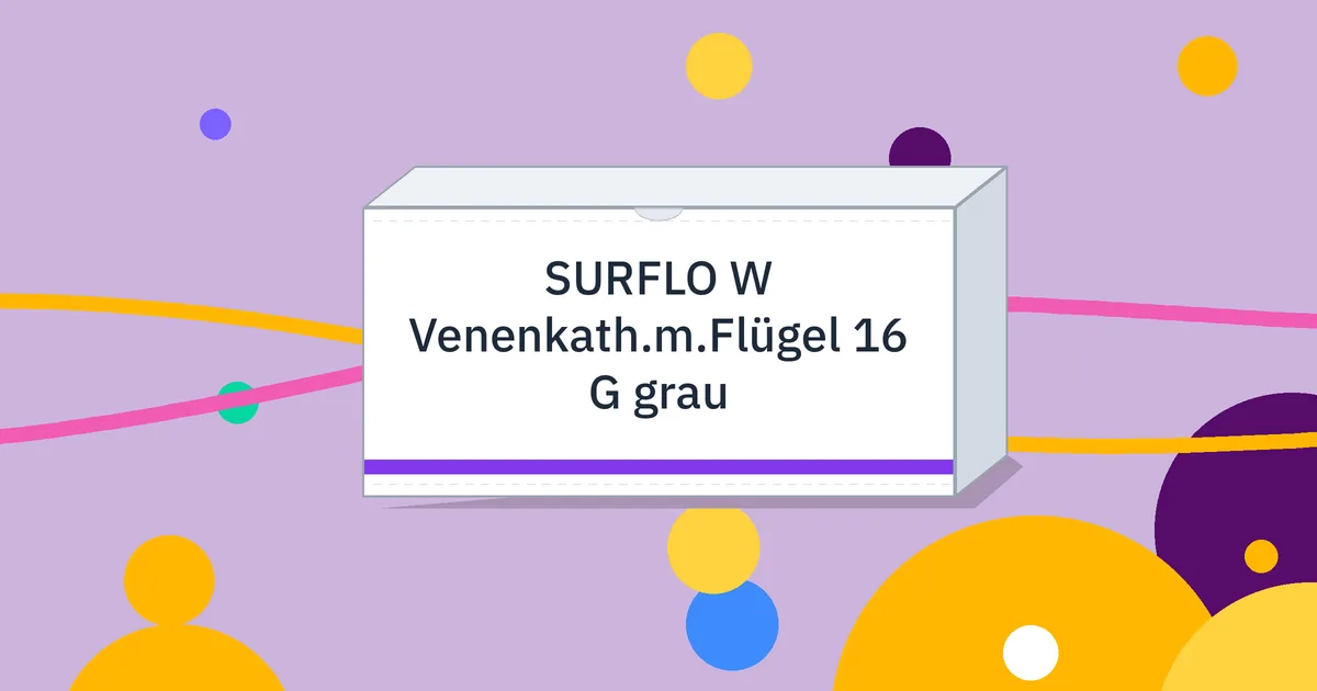 Symbolbild: Packung mit der Aufschrift SURFLO W Venenkath.m.Flügel 16 G grau (PZN 01172105) – Verfügbarkeit und Bezug in Apotheken in Frankfurt am Main