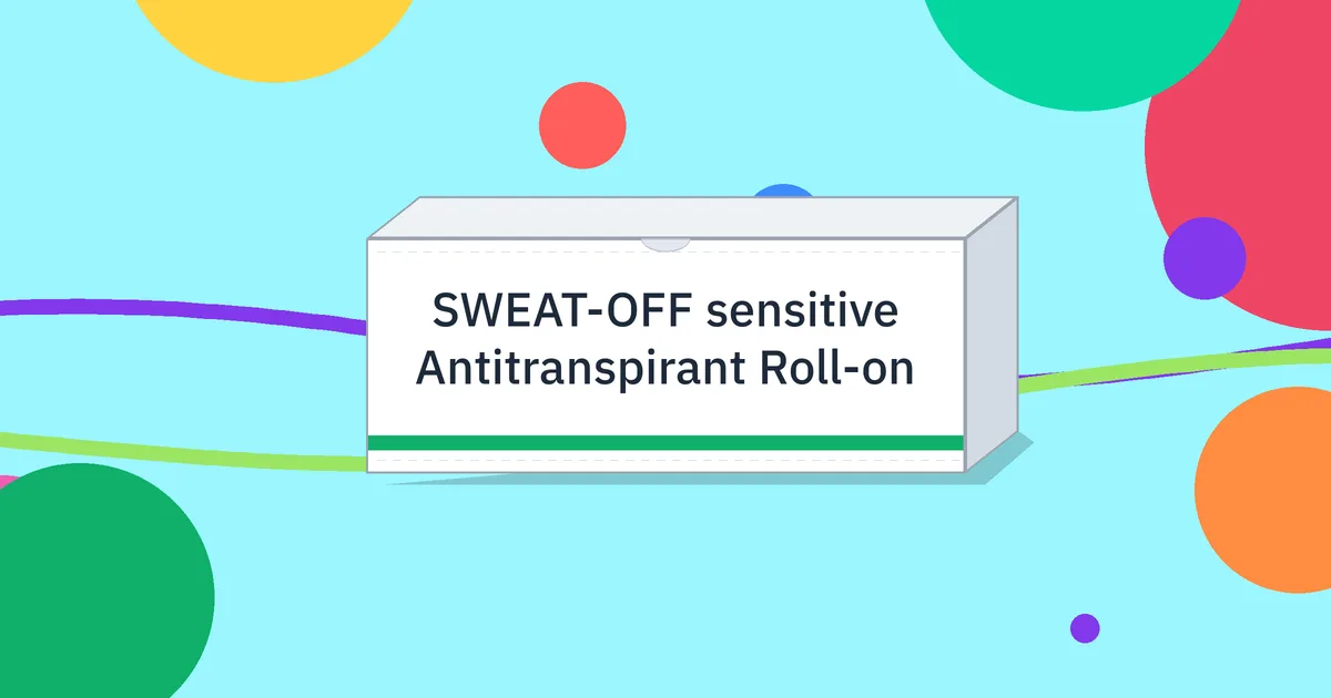 Symbolbild: Packung mit der Aufschrift SWEAT-OFF sensitive Antitranspirant Roll-on (PZN 13870783) – Verfügbarkeit und Bezug in Apotheken in Frankfurt am Main
