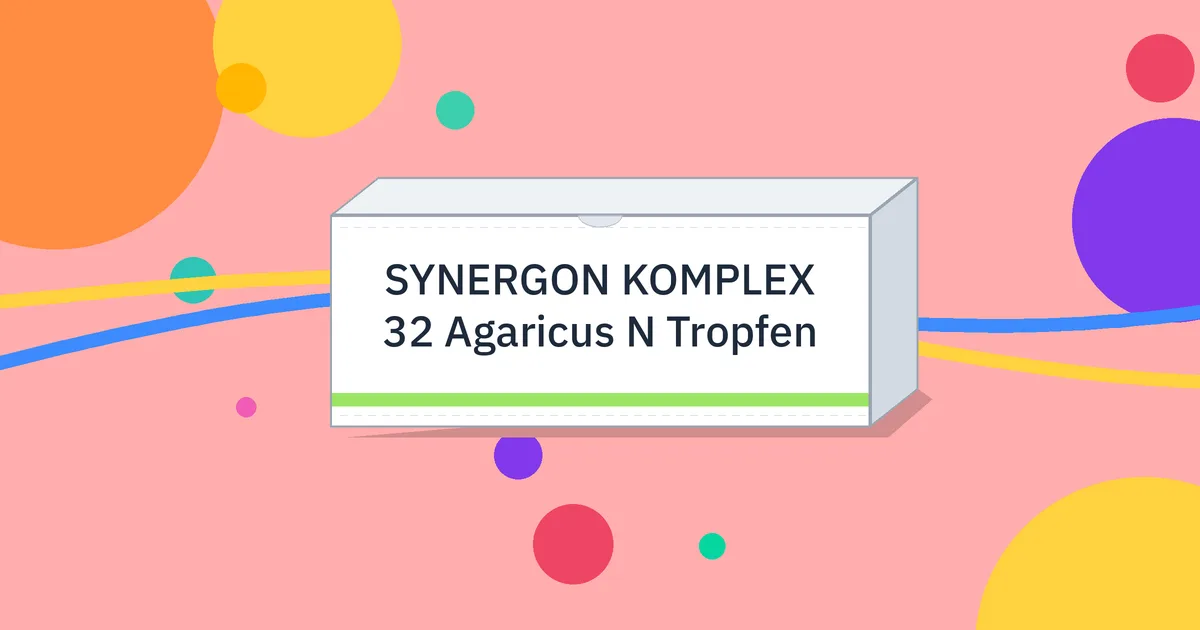 Symbolbild: Packung mit der Aufschrift SYNERGON KOMPLEX 32 Agaricus N Tropfen (PZN 02386334) – Verfügbarkeit und Bezug in Apotheken in Frankfurt am Main