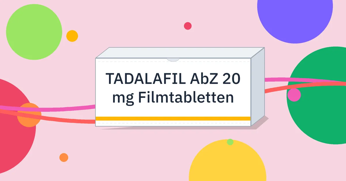 Symbolbild: Packung mit der Aufschrift TADALAFIL AbZ 20 mg Filmtabletten (PZN 13720374) – Verfügbarkeit und Bezug in Apotheken in Frankfurt am Main