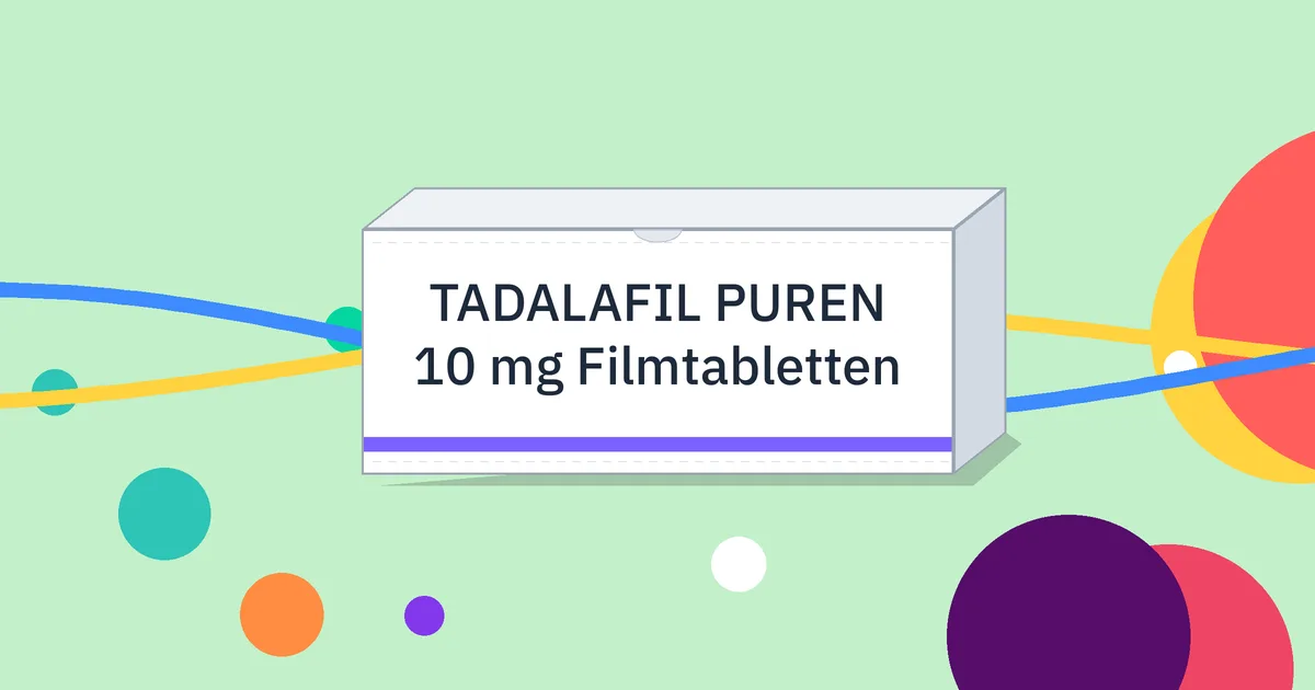 Symbolbild: Packung mit der Aufschrift TADALAFIL PUREN 10 mg Filmtabletten (PZN 12501842) – Verfügbarkeit und Bezug in Apotheken in Frankfurt am Main
