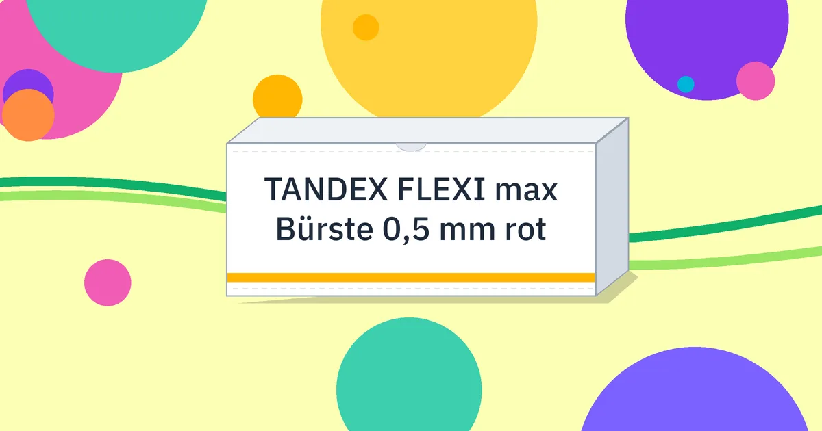 Symbolbild: Packung mit der Aufschrift TANDEX FLEXI max Bürste 0,5 mm rot (PZN 08854457) – Verfügbarkeit und Bezug in Apotheken in Frankfurt am Main