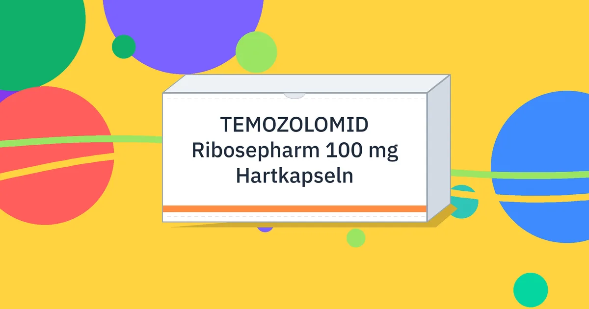 Symbolbild: Packung mit der Aufschrift TEMOZOLOMID Ribosepharm 100 mg Hartkapseln (PZN 07619062) – Verfügbarkeit und Bezug in Apotheken in Frankfurt am Main