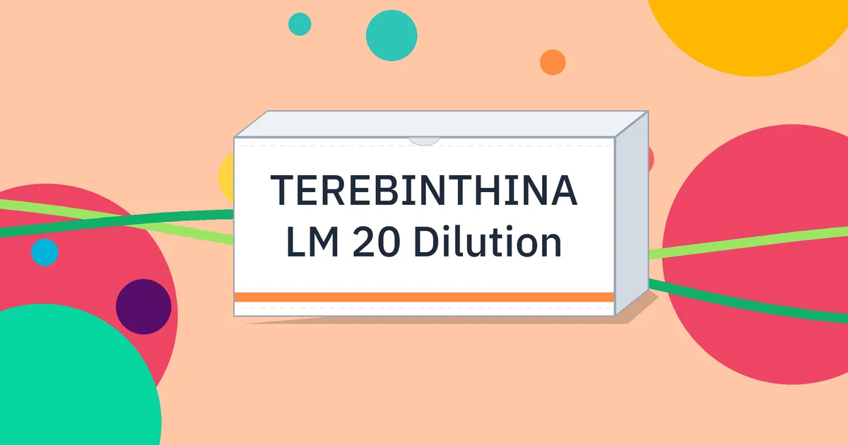 Symbolbild: Packung mit der Aufschrift TEREBINTHINA LM 20 Dilution (PZN 13216701) – Verfügbarkeit und Bezug in Apotheken in Frankfurt am Main