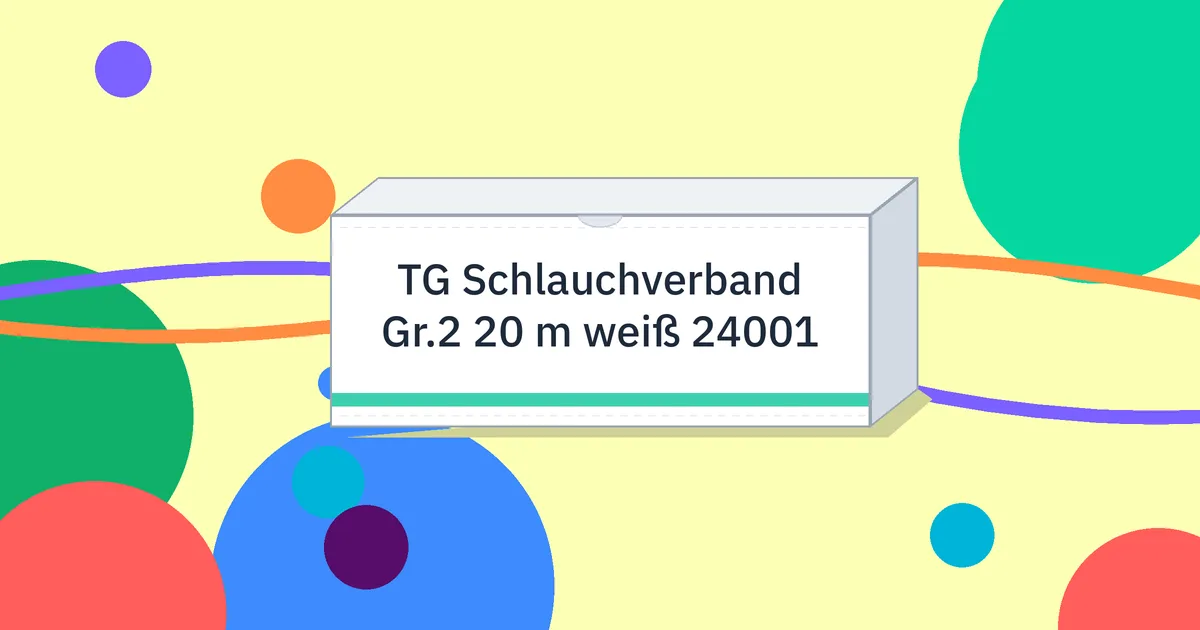 Symbolbild: Packung mit der Aufschrift TG Schlauchverband Gr.2 20 m weiß 24001 (PZN 01011603) – Verfügbarkeit und Bezug in Apotheken in Frankfurt am Main