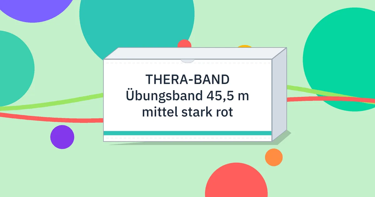 Symbolbild: Packung mit der Aufschrift THERA-BAND Übungsband 45,5 m mittel stark rot (PZN 00358196) – Verfügbarkeit und Bezug in Apotheken in Frankfurt am Main