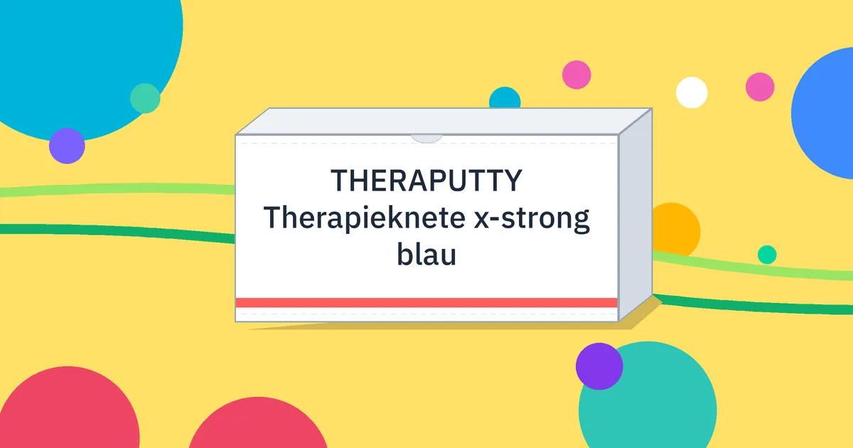 Symbolbild: Packung mit der Aufschrift THERAPUTTY Therapieknete x-strong blau (PZN 13712481) – Verfügbarkeit und Bezug in Apotheken in Frankfurt am Main