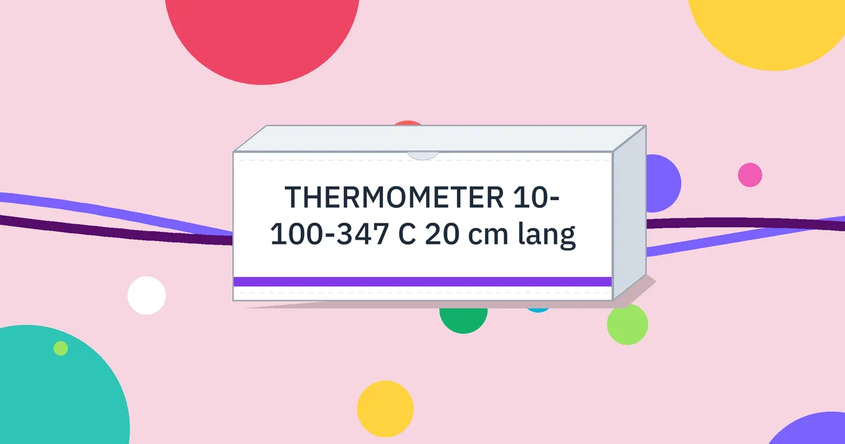Symbolbild: Packung mit der Aufschrift THERMOMETER 10-100-347 C 20 cm lang (PZN 15656657) – Verfügbarkeit und Bezug in Apotheken in Frankfurt am Main