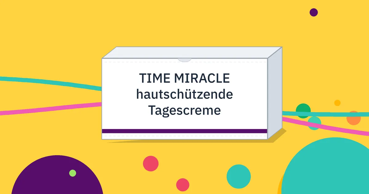 Symbolbild: Packung mit der Aufschrift TIME MIRACLE hautschützende Tagescreme (PZN 14352978) – Verfügbarkeit und Bezug in Apotheken in Frankfurt am Main