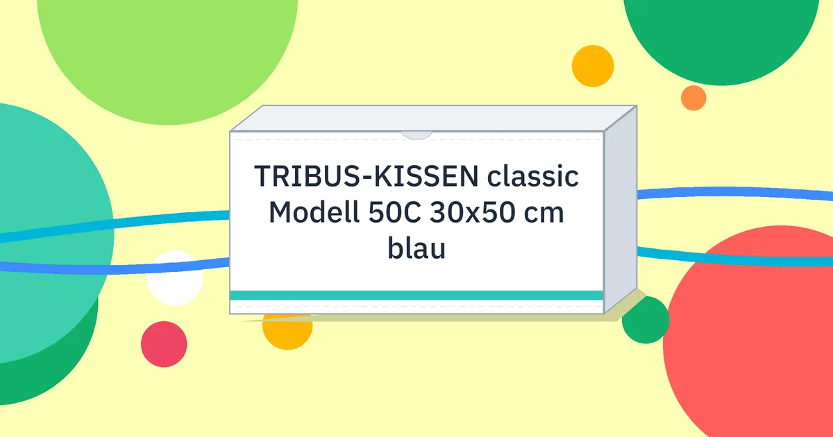 Symbolbild: Packung mit der Aufschrift TRIBUS-KISSEN classic Modell 50C 30x50 cm blau (PZN 16568435) – Verfügbarkeit und Bezug in Apotheken in Frankfurt am Main