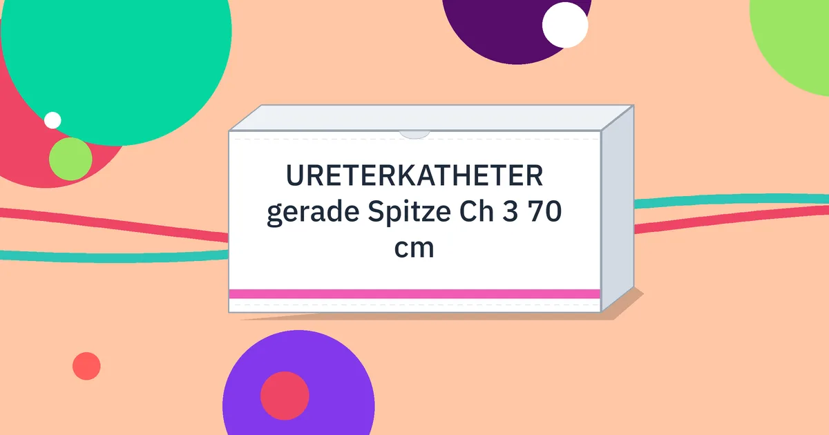 Symbolbild: Packung mit der Aufschrift URETERKATHETER gerade Spitze Ch 3 70 cm (PZN 00445972) – Verfügbarkeit und Bezug in Apotheken in Frankfurt am Main