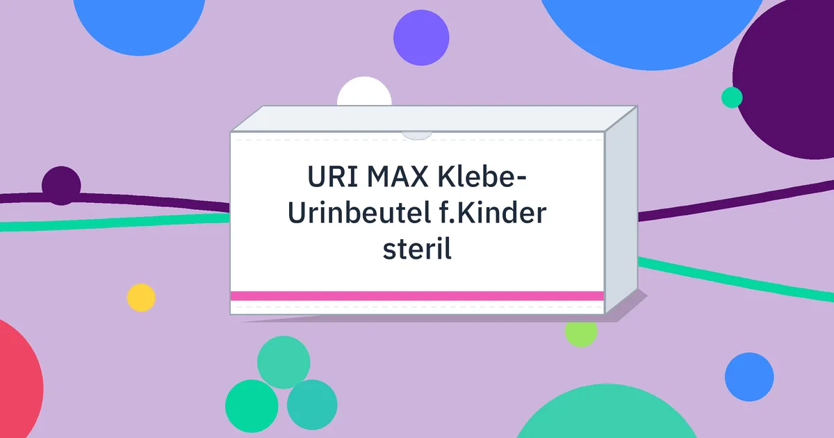 Symbolbild: Packung mit der Aufschrift URI MAX Klebe-Urinbeutel f.Kinder steril (PZN 09920771) – Verfügbarkeit und Bezug in Apotheken in Frankfurt am Main