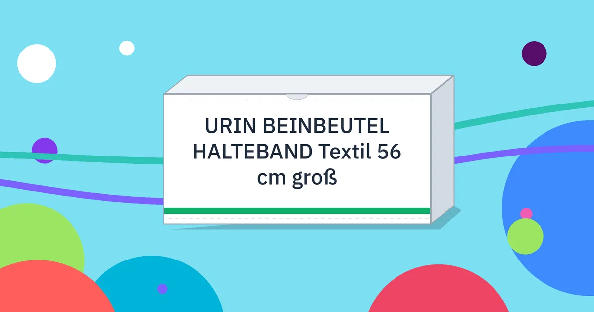Symbolbild: Packung mit der Aufschrift URIN BEINBEUTEL HALTEBAND Textil 56 cm groß (PZN 00541776) – Verfügbarkeit und Bezug in Apotheken in Frankfurt am Main