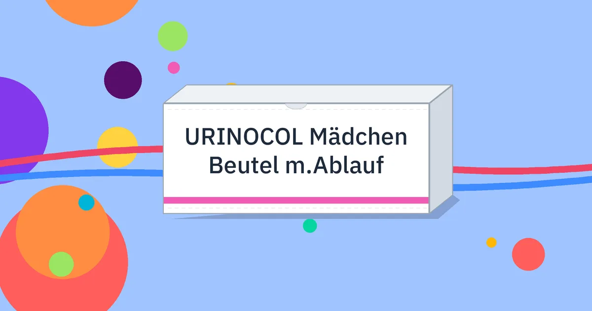 Symbolbild: Packung mit der Aufschrift URINOCOL Mädchen Beutel m.Ablauf (PZN 04648212) – Verfügbarkeit und Bezug in Apotheken in Frankfurt am Main
