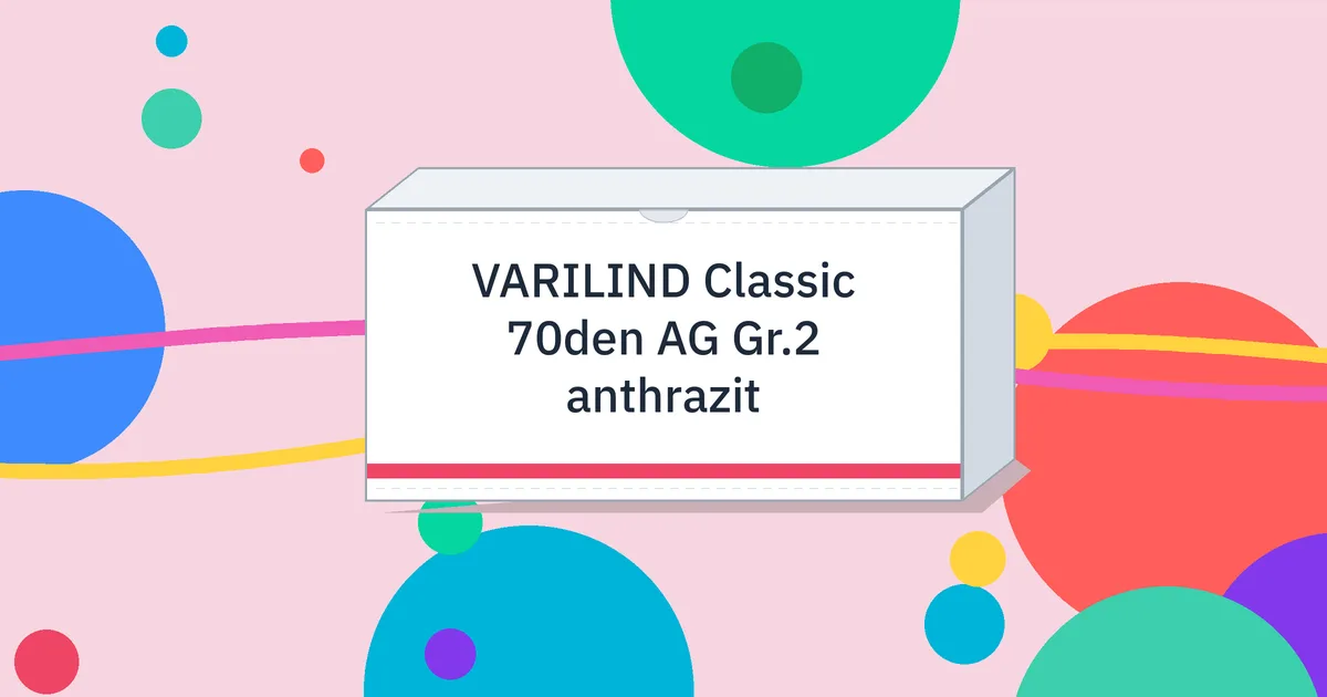 Symbolbild: Packung mit der Aufschrift VARILIND Classic 70den AG Gr.2 anthrazit (PZN 18191650) – Verfügbarkeit und Bezug in Apotheken in Frankfurt am Main