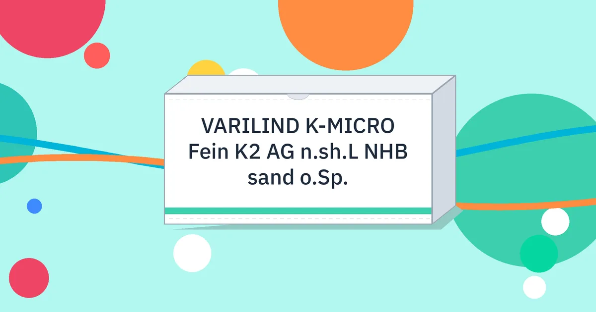 Symbolbild: Packung mit der Aufschrift VARILIND K-MICRO Fein K2 AG n.sh.L NHB sand o.Sp. (PZN 20555941) – Verfügbarkeit und Bezug in Apotheken in Frankfurt am Main