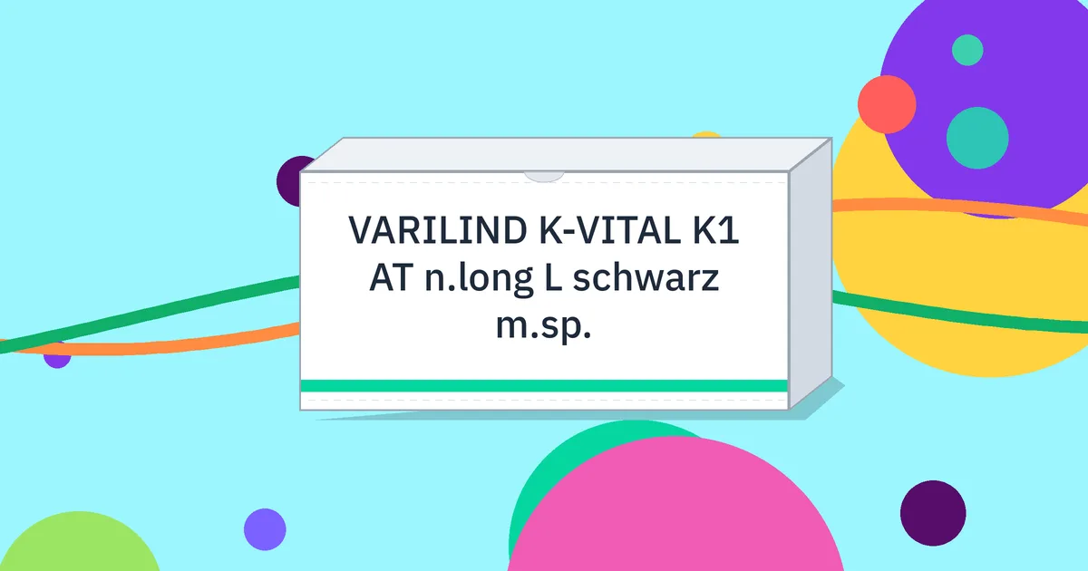 Symbolbild: Packung mit der Aufschrift VARILIND K-VITAL K1 AT n.long L schwarz m.sp. (PZN 20560385) – Verfügbarkeit und Bezug in Apotheken in Frankfurt am Main
