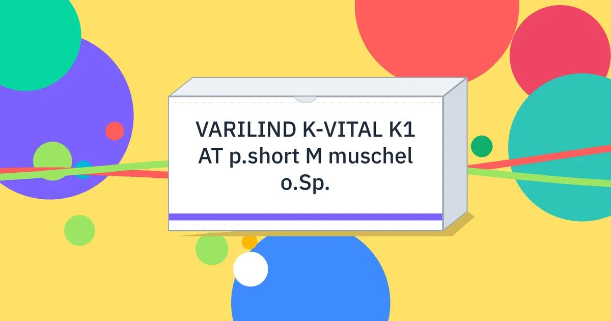 Symbolbild: Packung mit der Aufschrift VARILIND K-VITAL K1 AT p.short M muschel o.Sp. (PZN 20560994) – Verfügbarkeit und Bezug in Apotheken in Frankfurt am Main