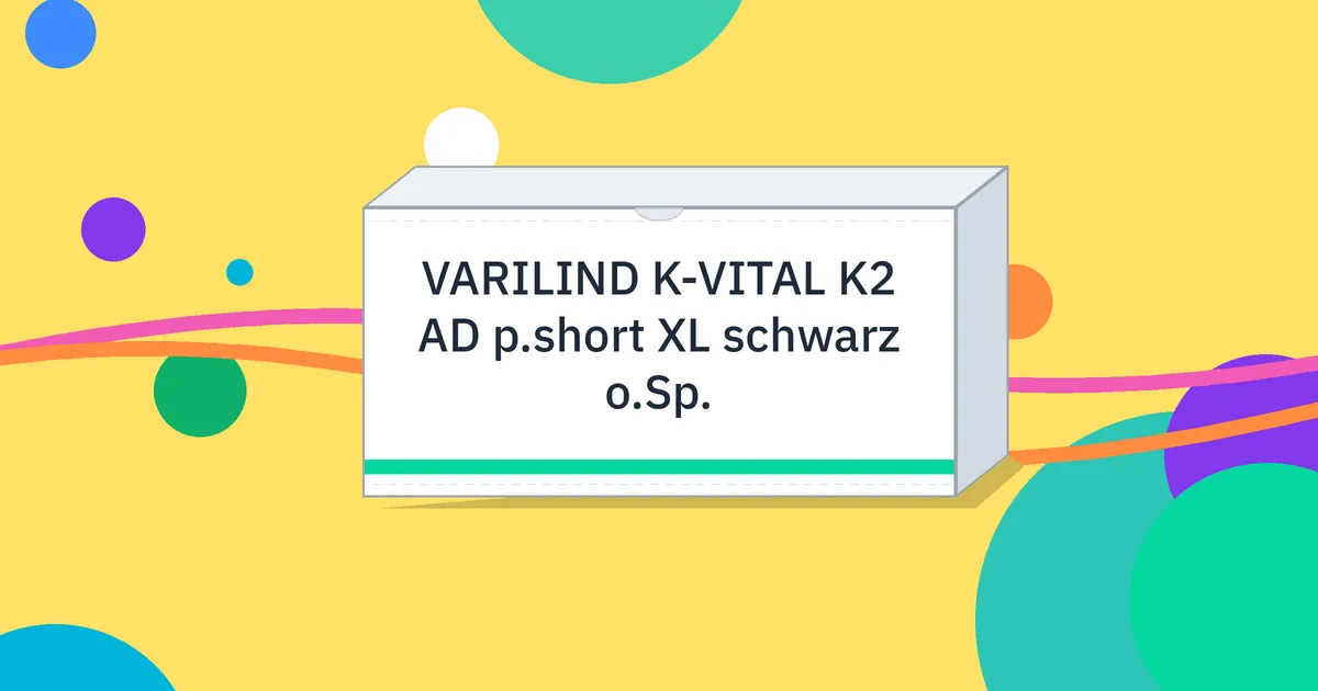 Symbolbild: Packung mit der Aufschrift VARILIND K-VITAL K2 AD p.short XL schwarz o.Sp. (PZN 20568464) – Verfügbarkeit und Bezug in Apotheken in Frankfurt am Main