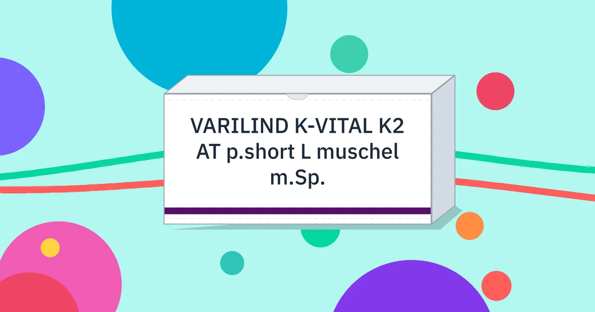 Symbolbild: Packung mit der Aufschrift VARILIND K-VITAL K2 AT p.short L muschel m.Sp. (PZN 20562384) – Verfügbarkeit und Bezug in Apotheken in Frankfurt am Main