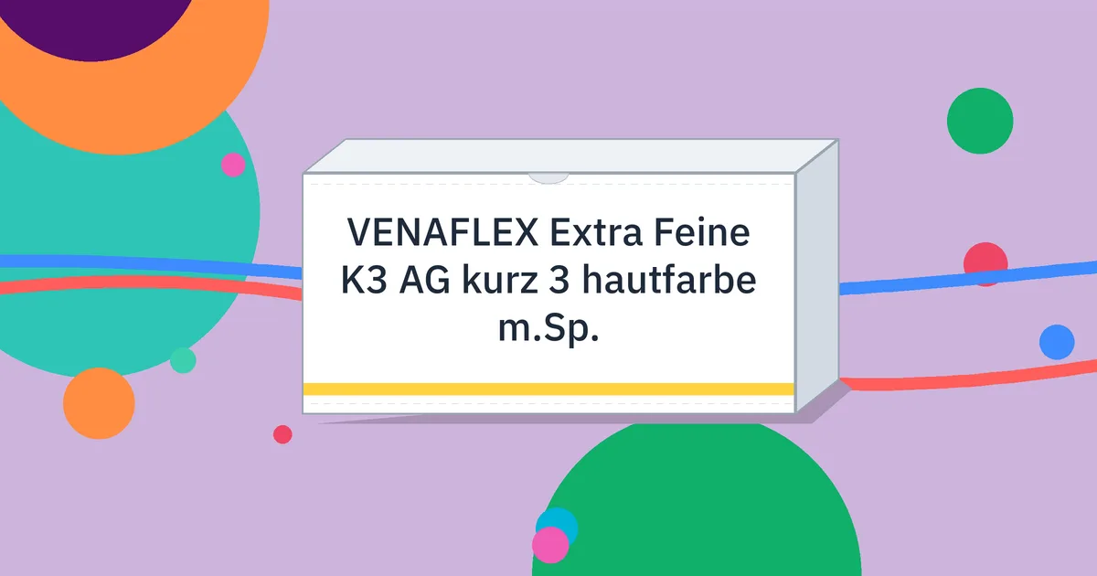 Symbolbild: Packung mit der Aufschrift VENAFLEX Extra Feine K3 AG kurz 3 hautfarbe m.Sp. (PZN 18308454) – Verfügbarkeit und Bezug in Apotheken in Frankfurt am Main