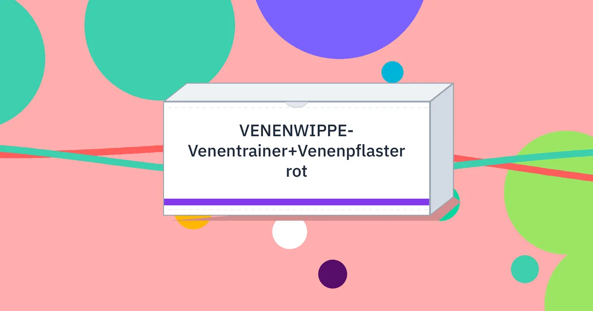 Symbolbild: Packung mit der Aufschrift VENENWIPPE-Venentrainer+Venenpflaster rot (PZN 11868948) – Verfügbarkeit und Bezug in Apotheken in Frankfurt am Main