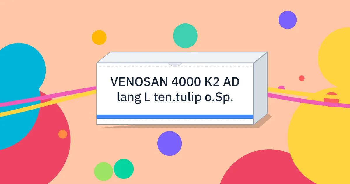 Symbolbild: Packung mit der Aufschrift VENOSAN 4000 K2 AD lang L ten.tulip o.Sp. (PZN 19154059) – Verfügbarkeit und Bezug in Apotheken in Frankfurt am Main