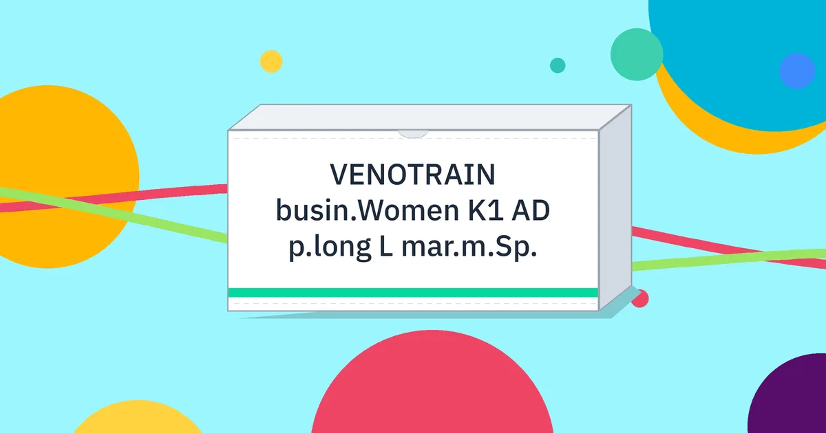 Symbolbild: Packung mit der Aufschrift VENOTRAIN busin.Women K1 AD p.long L mar.m.Sp. (PZN 10195157) – Verfügbarkeit und Bezug in Apotheken in Frankfurt am Main