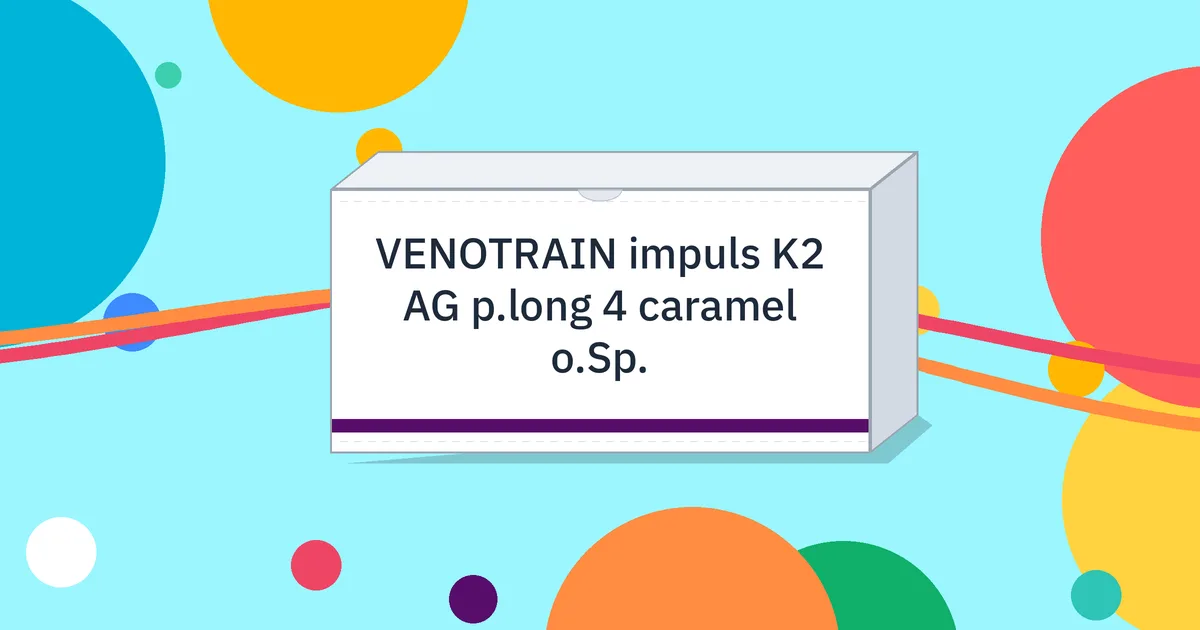 Symbolbild: Packung mit der Aufschrift VENOTRAIN impuls K2 AG p.long 4 caramel o.Sp. (PZN 08420701) – Verfügbarkeit und Bezug in Apotheken in Frankfurt am Main