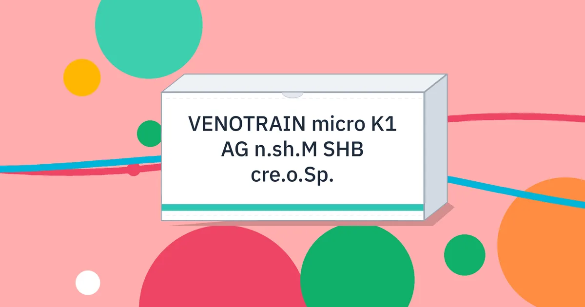 Symbolbild: Packung mit der Aufschrift VENOTRAIN micro K1 AG n.sh.M SHB cre.o.Sp. (PZN 05713963) – Verfügbarkeit und Bezug in Apotheken in Frankfurt am Main