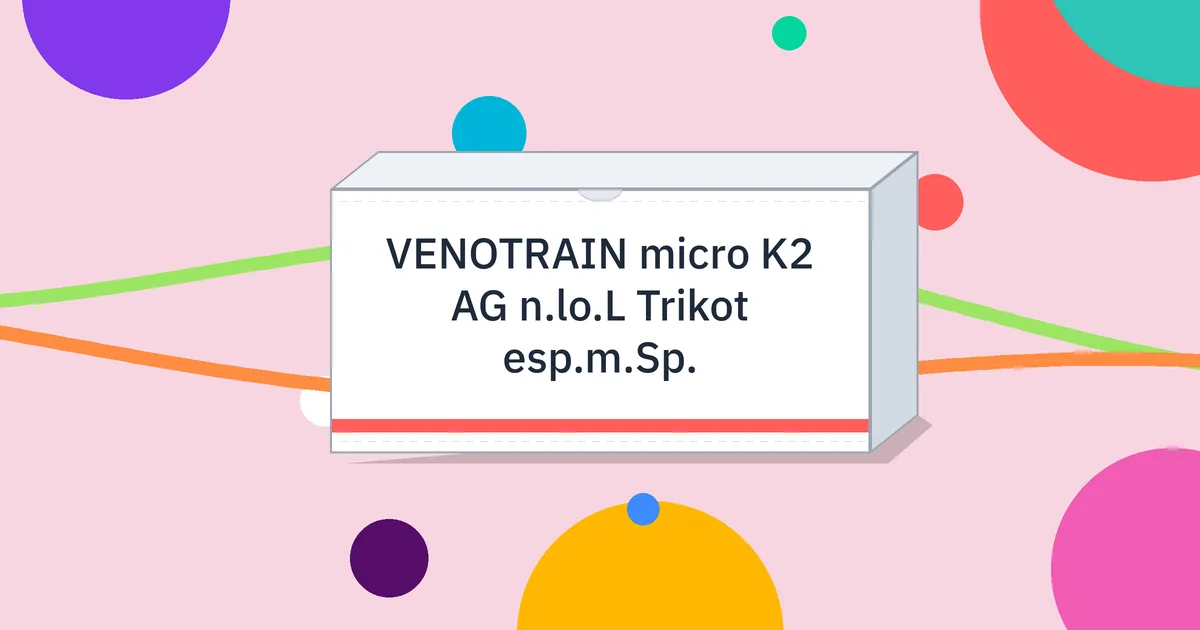 Symbolbild: Packung mit der Aufschrift VENOTRAIN micro K2 AG n.lo.L Trikot esp.m.Sp. (PZN 05712975) – Verfügbarkeit und Bezug in Apotheken in Frankfurt am Main