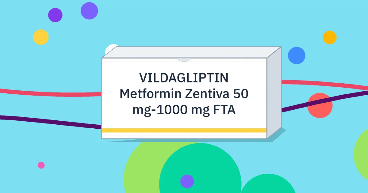 Symbolbild: Packung mit der Aufschrift VILDAGLIPTIN Metformin Zentiva 50 mg-1000 mg FTA (PZN 17617503) – Verfügbarkeit und Bezug in Apotheken in Frankfurt am Main