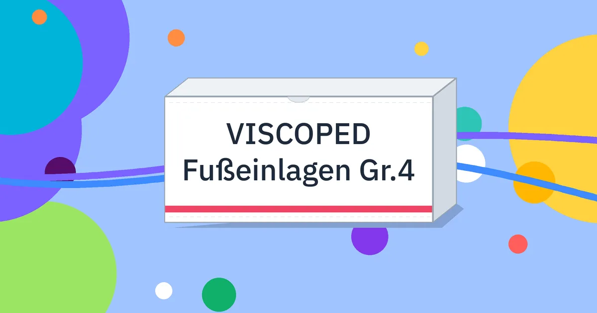 Symbolbild: Packung mit der Aufschrift VISCOPED Fußeinlagen Gr.4 (PZN 07131716) – Verfügbarkeit und Bezug in Apotheken in Frankfurt am Main