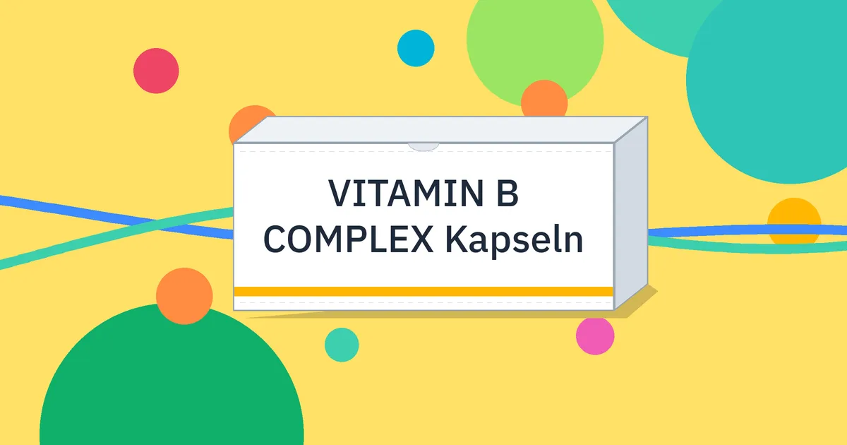 Symbolbild: Packung mit der Aufschrift VITAMIN B COMPLEX Kapseln (PZN 11578297) – Verfügbarkeit und Bezug in Apotheken in Frankfurt am Main
