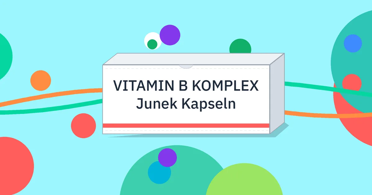 Symbolbild: Packung mit der Aufschrift VITAMIN B KOMPLEX Junek Kapseln (PZN 04367921) – Verfügbarkeit und Bezug in Apotheken in Frankfurt am Main
