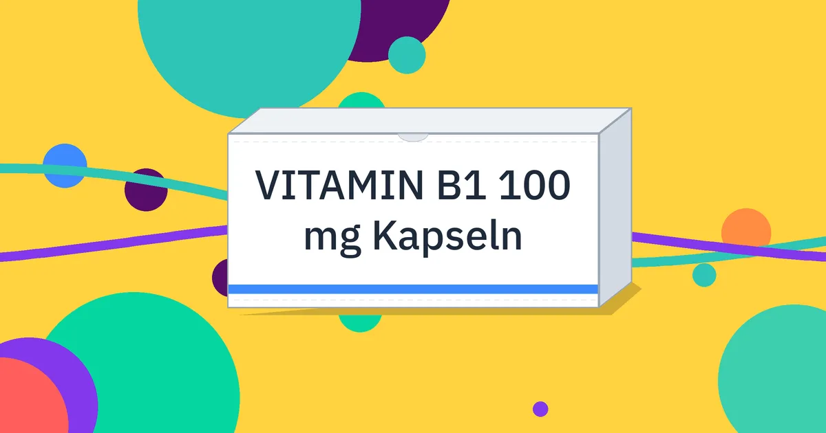 Symbolbild: Packung mit der Aufschrift VITAMIN B1 100 mg Kapseln (PZN 10063220) – Verfügbarkeit und Bezug in Apotheken in Frankfurt am Main