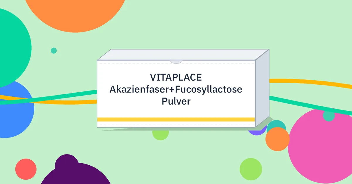 Symbolbild: Packung mit der Aufschrift VITAPLACE Akazienfaser+Fucosyllactose Pulver (PZN 19969643) – Verfügbarkeit und Bezug in Apotheken in Frankfurt am Main