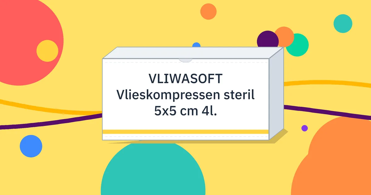 Symbolbild: Packung mit der Aufschrift VLIWASOFT Vlieskompressen steril 5x5 cm 4l. (PZN 15431415) – Verfügbarkeit und Bezug in Apotheken in Frankfurt am Main