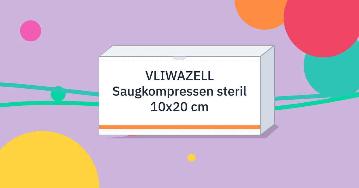 Symbolbild: Packung mit der Aufschrift VLIWAZELL Saugkompressen steril 10x20 cm (PZN 16516763) – Verfügbarkeit und Bezug in Apotheken in Frankfurt am Main