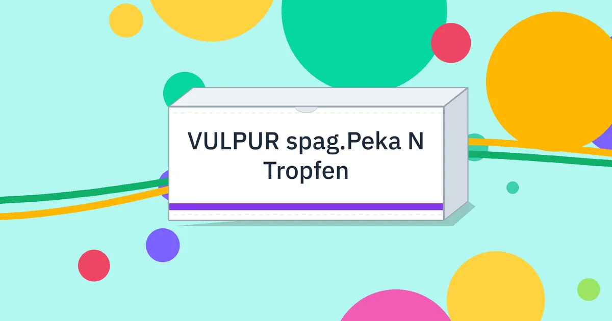 Symbolbild: Packung mit der Aufschrift VULPUR spag.Peka N Tropfen (PZN 03796376) – Verfügbarkeit und Bezug in Apotheken in Frankfurt am Main