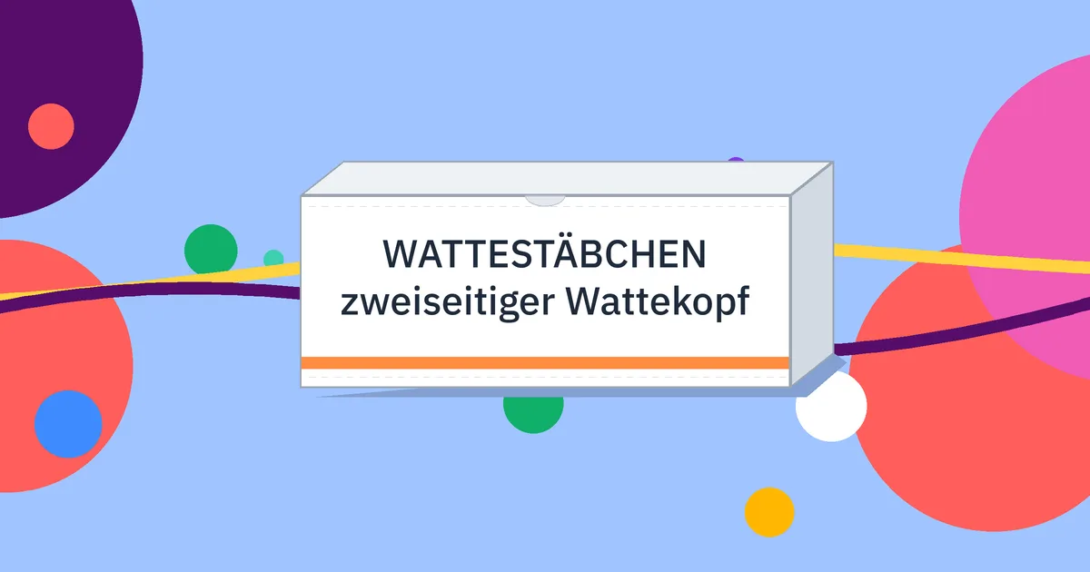 Symbolbild: Packung mit der Aufschrift WATTESTÄBCHEN zweiseitiger Wattekopf (PZN 07101460) – Verfügbarkeit und Bezug in Apotheken in Frankfurt am Main