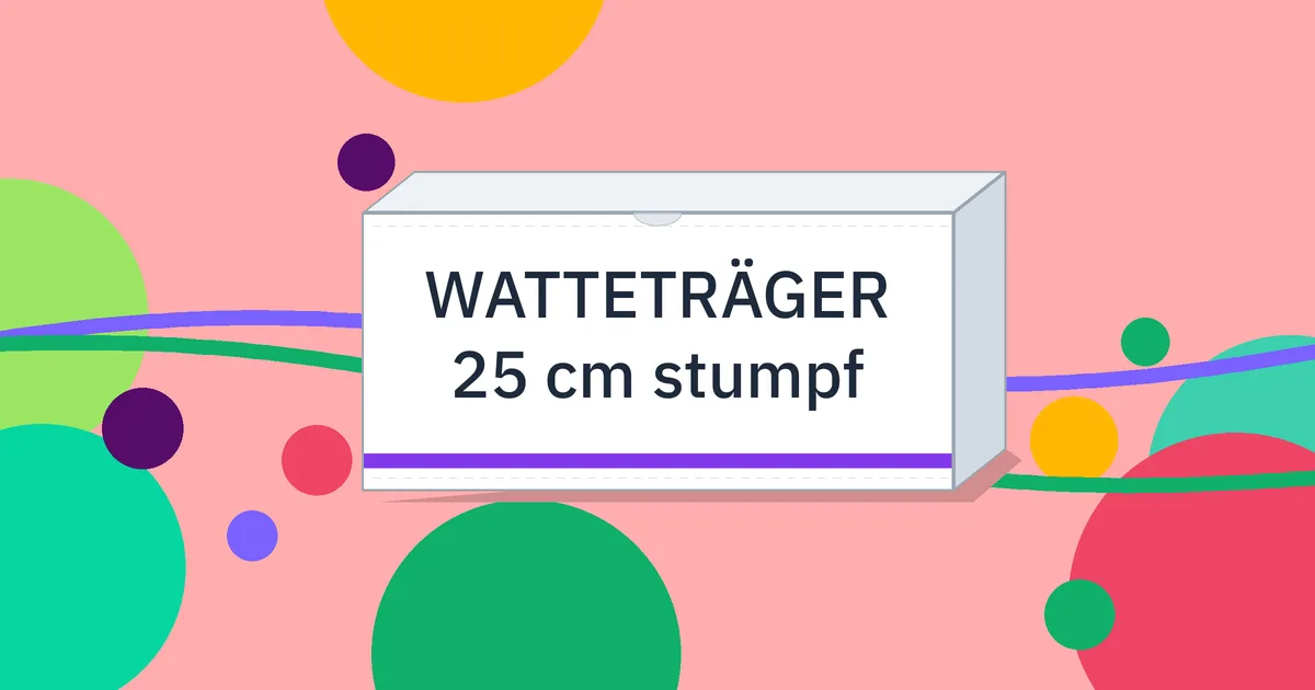 Symbolbild: Packung mit der Aufschrift WATTETRÄGER 25 cm stumpf (PZN 01979256) – Verfügbarkeit und Bezug in Apotheken in Frankfurt am Main