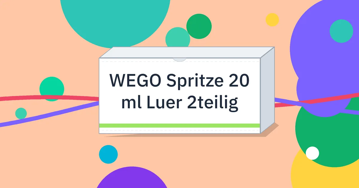 Symbolbild: Packung mit der Aufschrift WEGO Spritze 20 ml Luer 2teilig (PZN 19684828) – Verfügbarkeit und Bezug in Apotheken in Frankfurt am Main