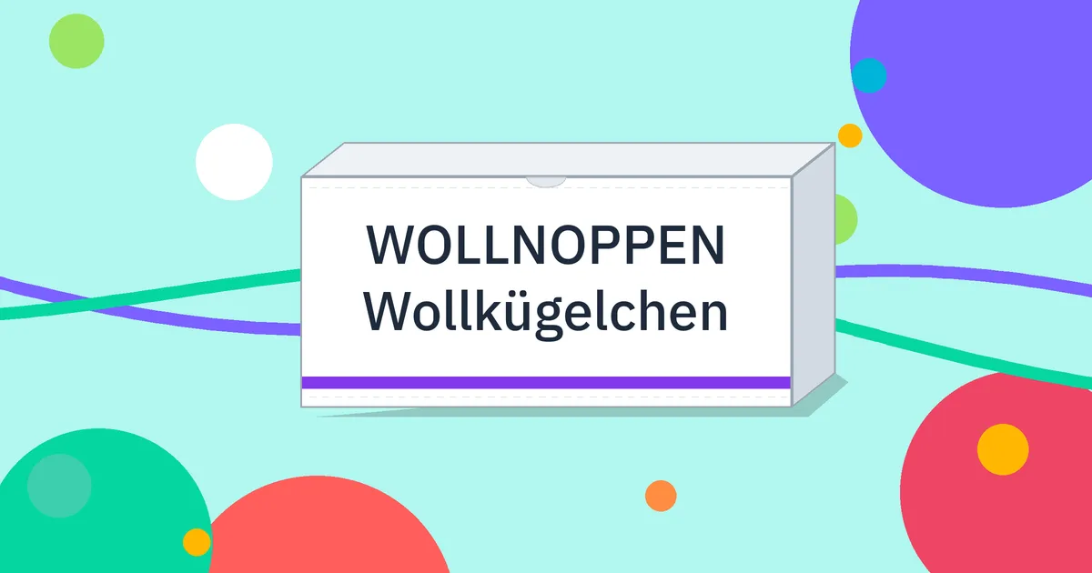 Symbolbild: Packung mit der Aufschrift WOLLNOPPEN Wollkügelchen (PZN 16150954) – Verfügbarkeit und Bezug in Apotheken in Frankfurt am Main