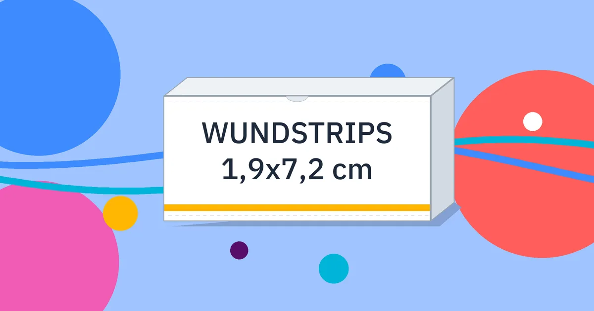 Symbolbild: Packung mit der Aufschrift WUNDSTRIPS 1,9x7,2 cm (PZN 07624092) – Verfügbarkeit und Bezug in Apotheken in Frankfurt am Main