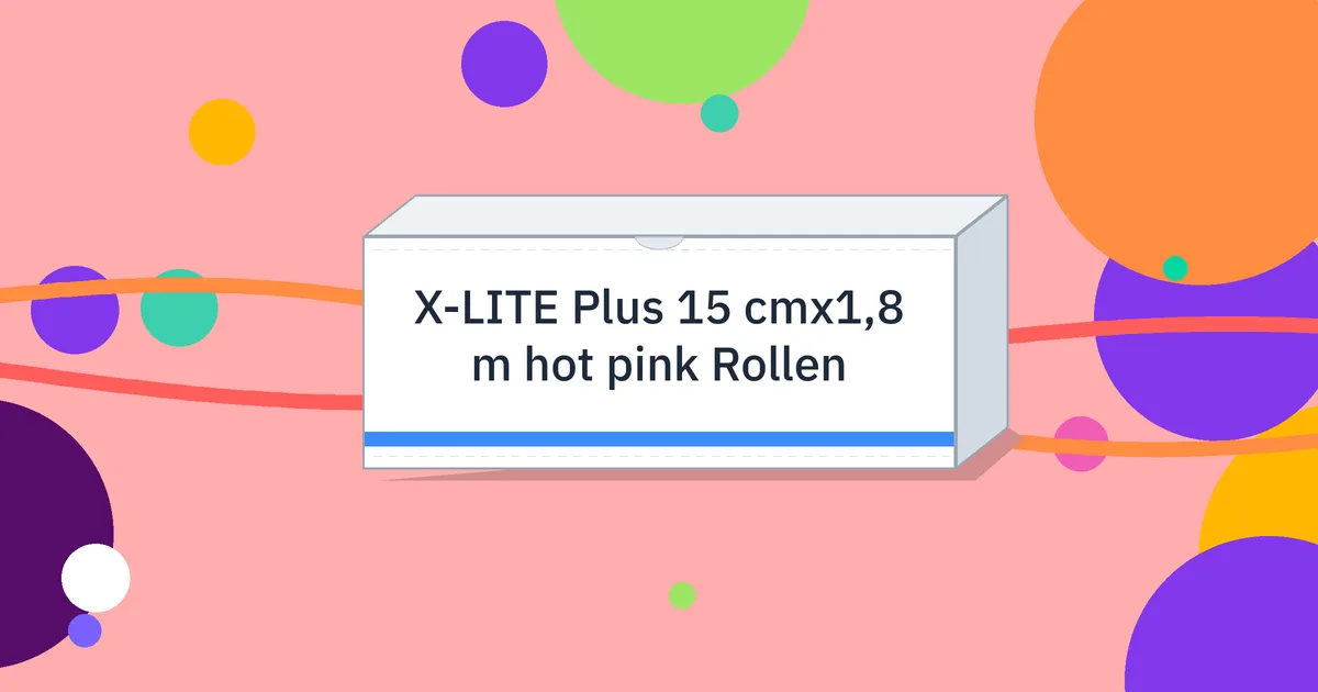 Symbolbild: Packung mit der Aufschrift X-LITE Plus 15 cmx1,8 m hot pink Rollen (PZN 14441676) – Verfügbarkeit und Bezug in Apotheken in Frankfurt am Main